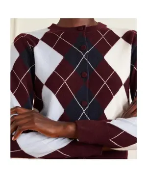 Arch4 Argyle Diamond Pattern Cashmere Cardigan