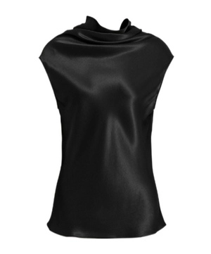 Alberta Ferretti Sleeveless Satin Top With Fluid Neckline - Black