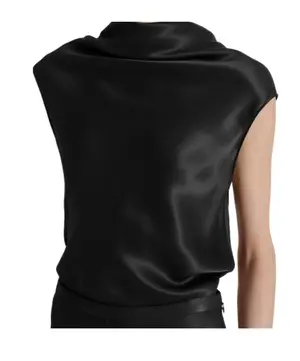 Alberta Ferretti Sleeveless Satin Top With Fluid Neckline