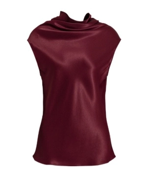 Alberta Ferretti Sleeveless Satin Top With Fluid Neckline - Red