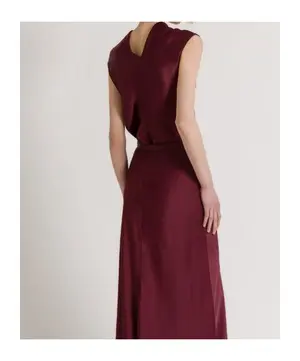 Alberta Ferretti Sleeveless Satin Top With Fluid Neckline