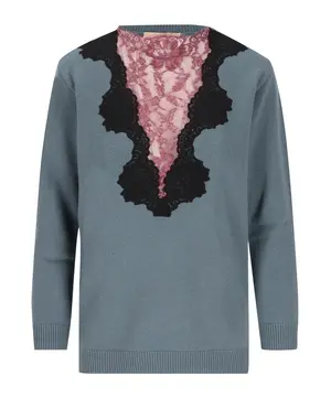 Valentino Garavani Long-sleeved Knitwear With Lace Neckline
