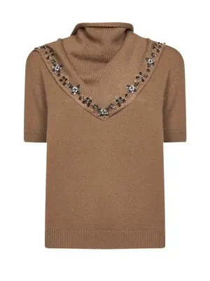 Prada Cashmere Sweater With Embellished Scarf