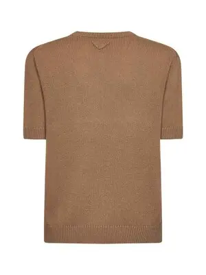 Prada Embellished Knitted Jumper - Camel Brown