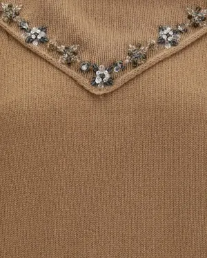 Prada Embellished Knitted Jumper - Camel Brown