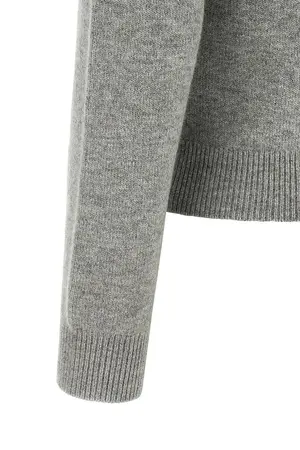 SELF-PORTRAIT Floral Appliqué V-neck Knit Sweater - Grey