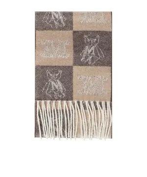 Max Mara Checked Teddy Motif Scarf - Nude