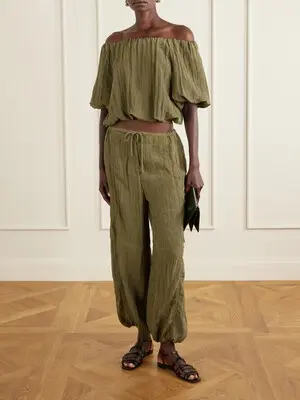 Simkhai Wide-leg Crinkled Jogger Pants - No