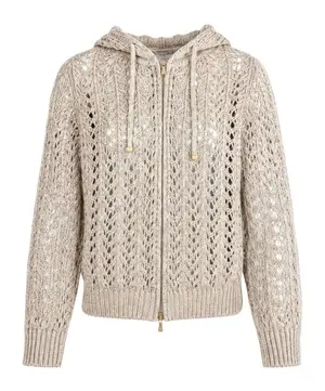 Eleventy Drawstring Hood Knit Top
