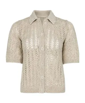 Eleventy Open-knit Short-sleeve Cardigan