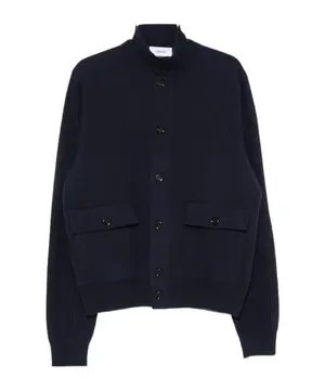 LARDINI Ribbed-knit Panelled Jacket