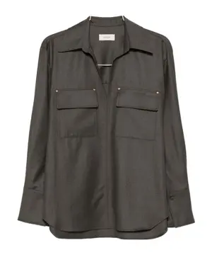 Agnona Chest Pocket Long Sleeve Blouse