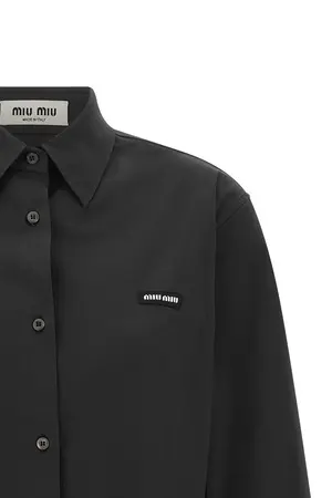Miu Miu Stretch Poplin Shirt - Black