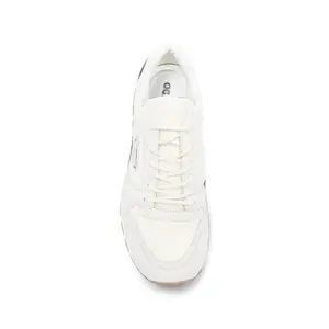Prada Logo Plaque Round Toe Lace Up Sneakers