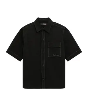 Amiri Script Linen Short-sleeve Shirt