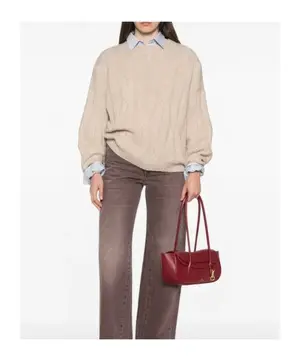 ALLUDE Long-sleeved Crew Neck Sweater