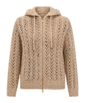 Eleventy Drawstring Hood Knit Top With Cut-out Details