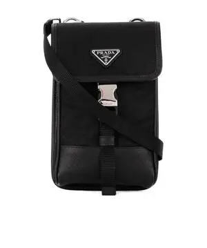 Prada Nylon And Saffiano Leather Smartphone Case - Black