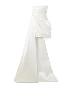 Alex Perry Asymmetric Draped Satin Gown - White