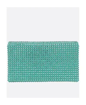 Amina Muaddi Embellished Satin Clutch - Blue