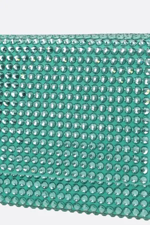 Amina Muaddi Embellished Satin Clutch - Blue