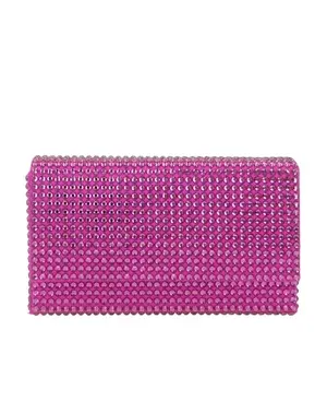 Amina Muaddi Crystal Decorated Satin Handbag - Pink