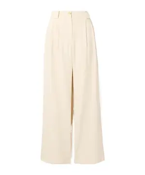 A.L.C. Pleated Linen-blend Twill Wide-leg Trousers - White