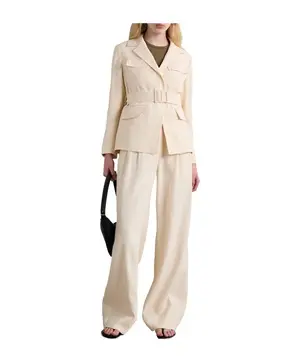 A.L.C. Pleated Linen-blend Twill Wide-leg Trousers