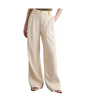 A.L.C. Pleated Linen-blend Twill Wide-leg Trousers