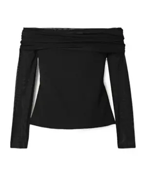 Cushnie One-shoulder Top With Sheer Sleeves