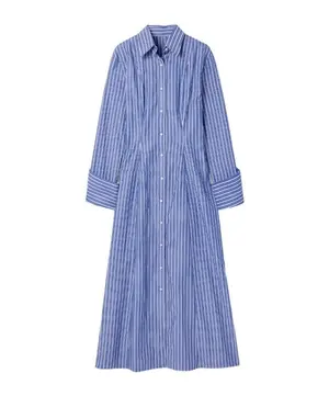 Brandon Maxwell Striped Cotton-poplin Midi Shirt Dress - Blue