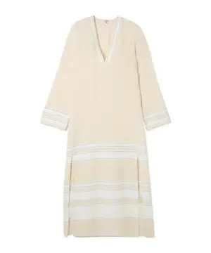 LEMLEM Striped Cotton-blend Cover-up Dress - Nude