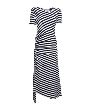 Rabanne Striped Draped Midi Dress - Black