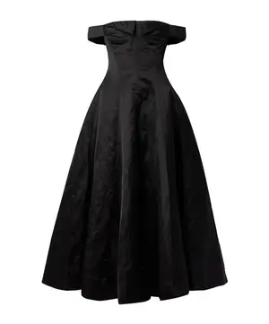 JASON WU Off-the-shoulder Ruched Satin Gown - Black