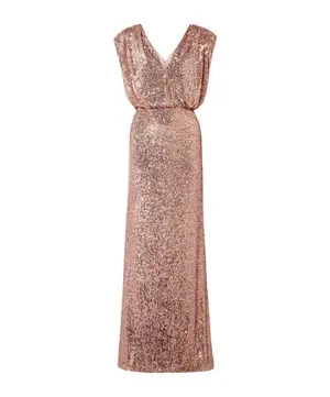 Monique Lhuillier Sequined Elastic Silk Mesh Maxi Dress - No
