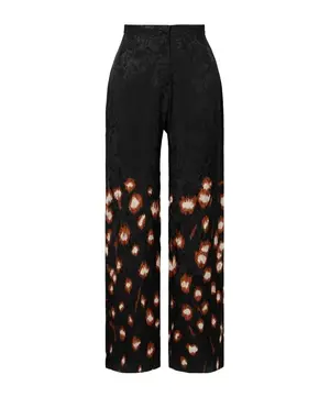 Johanna Ortiz Printed Jacquard Satin Straight-leg Pants - Black
