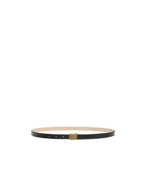 LEMAIRE Textured-buckle Leather Belt - Black