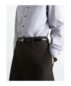 LEMAIRE Textured-buckle Leather Belt