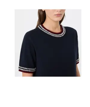 Max Mara Short-sleeved Knitwear With Contrasting Trim - Black