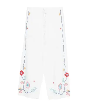 FORTE_FORTE Embroidered Casual Pants - White