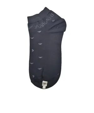 Emporio Armani Ribbed Ankle Socks With Monogram Pattern - No