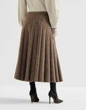 Brunello Cucinelli Virgin Wool Donegal Pleated Skirt