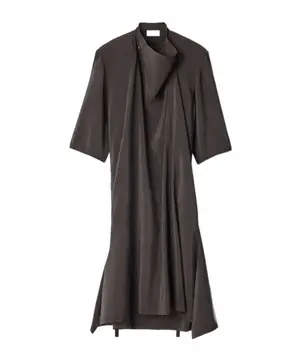 LEMAIRE Soft Collar Dress In Dry Silk - Licorice
