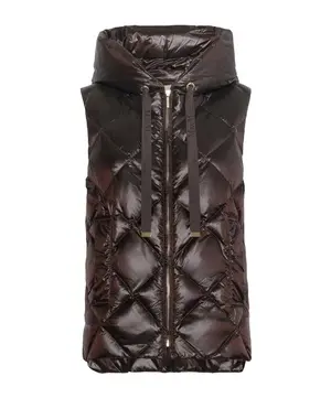 Max Mara Zippered Hooded Vest - Brown