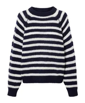 LISA YANG Lisa Yang Striped Loose Crew Neck Sweater