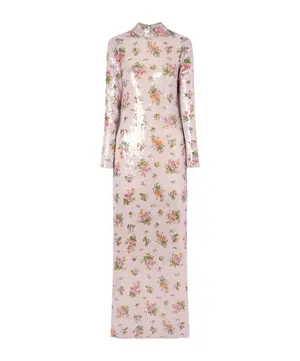 Brandon Maxwell Floral Sequin Long Dress - Pink