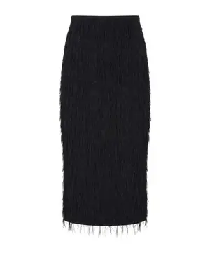 Patrizia Pepe Fringe-detail Midi Skirt - Black