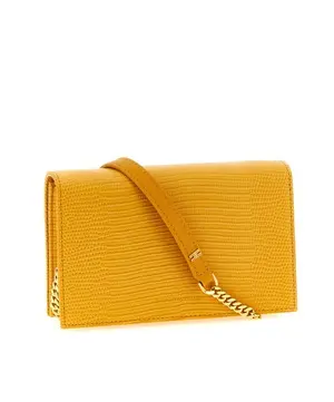 Elisabetta Franchi Lizard-effect Chain Shoulder Bag - Beige