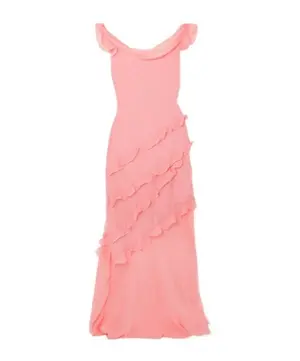 Saloni Draped Ruffled Silk-blend Crepon Gown - Pink