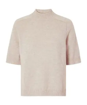 Loulou De Saison Mock Neck Half Sleeve Knit Top - Nude
